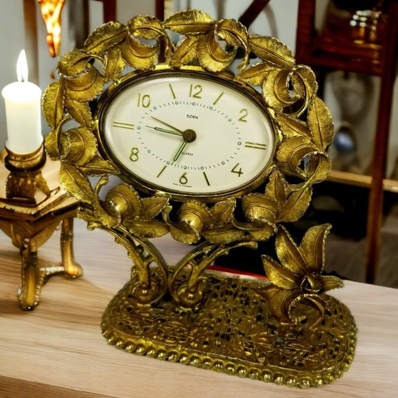 Florn Germany | Accents | German Ormolu Table Alarm Clock Rare Florn ...